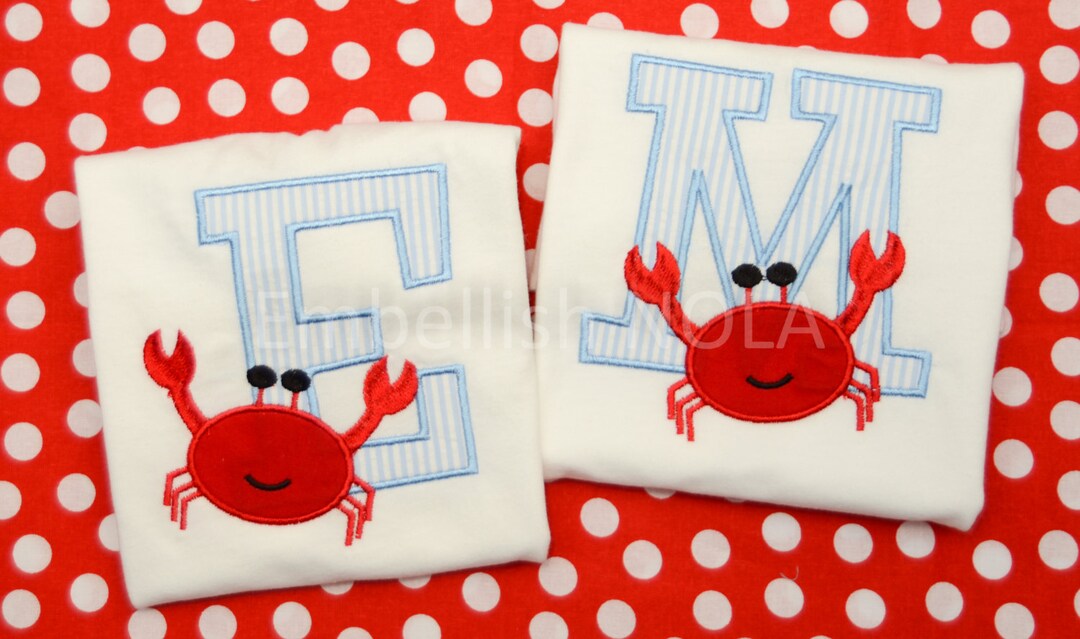 Crab Letter Applique Shirt or Bodysuit Beach Summer Theme - Etsy