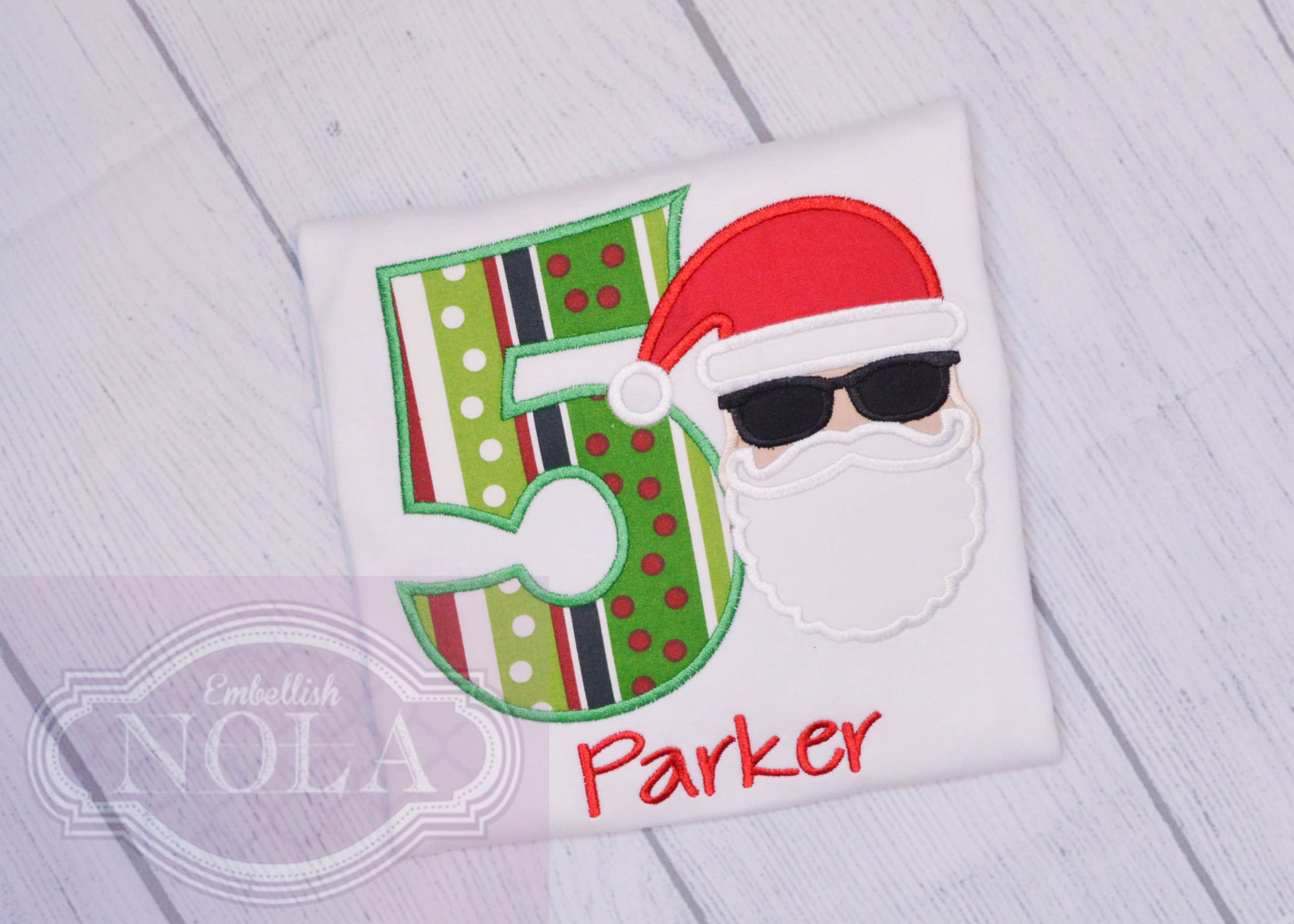 Christmas in July, Santa Themed Appliqued Birthday Shirt, Christmas in ...