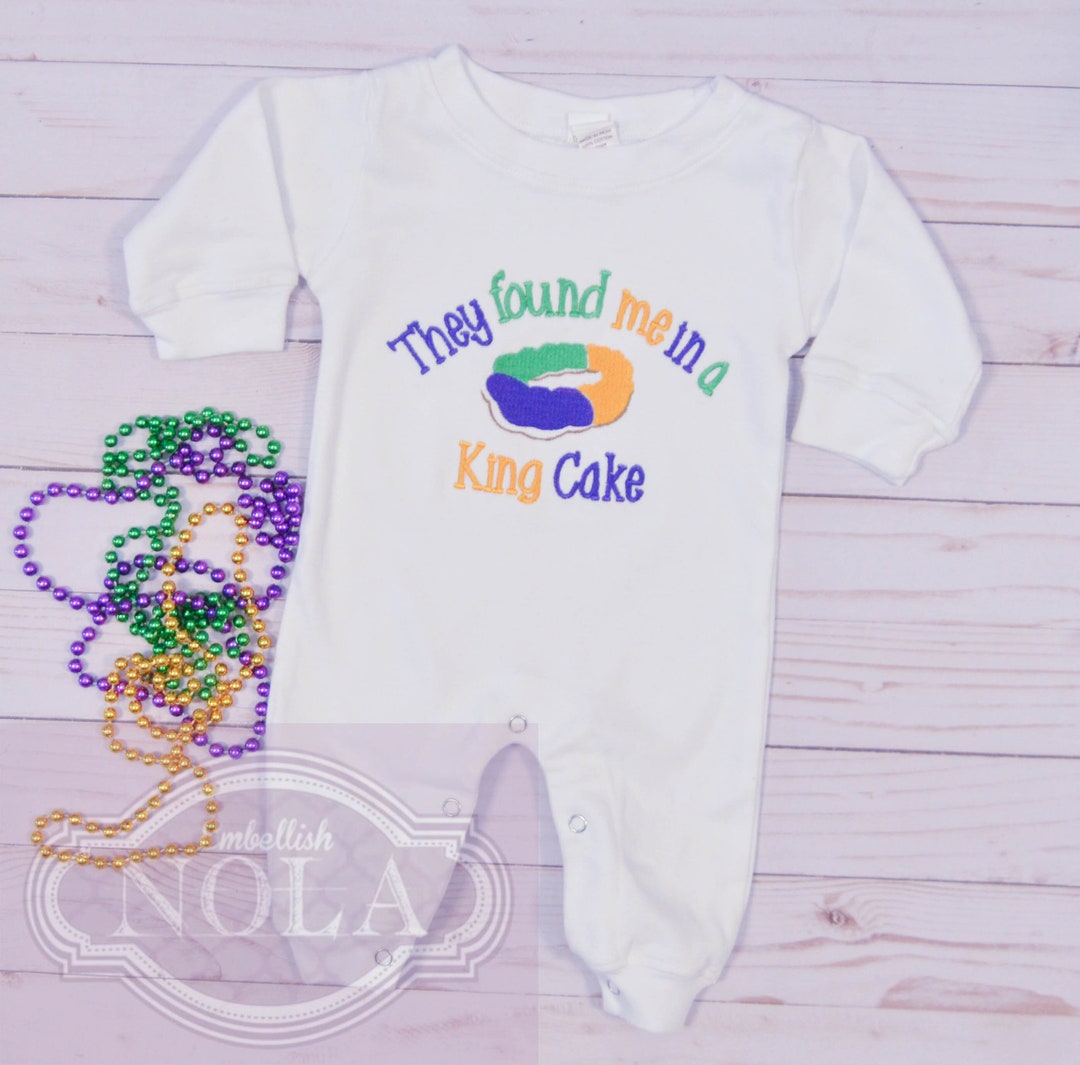 They Found Me in a King Cake! Mardi Gras Romper, Knit Romper, Mardi ...