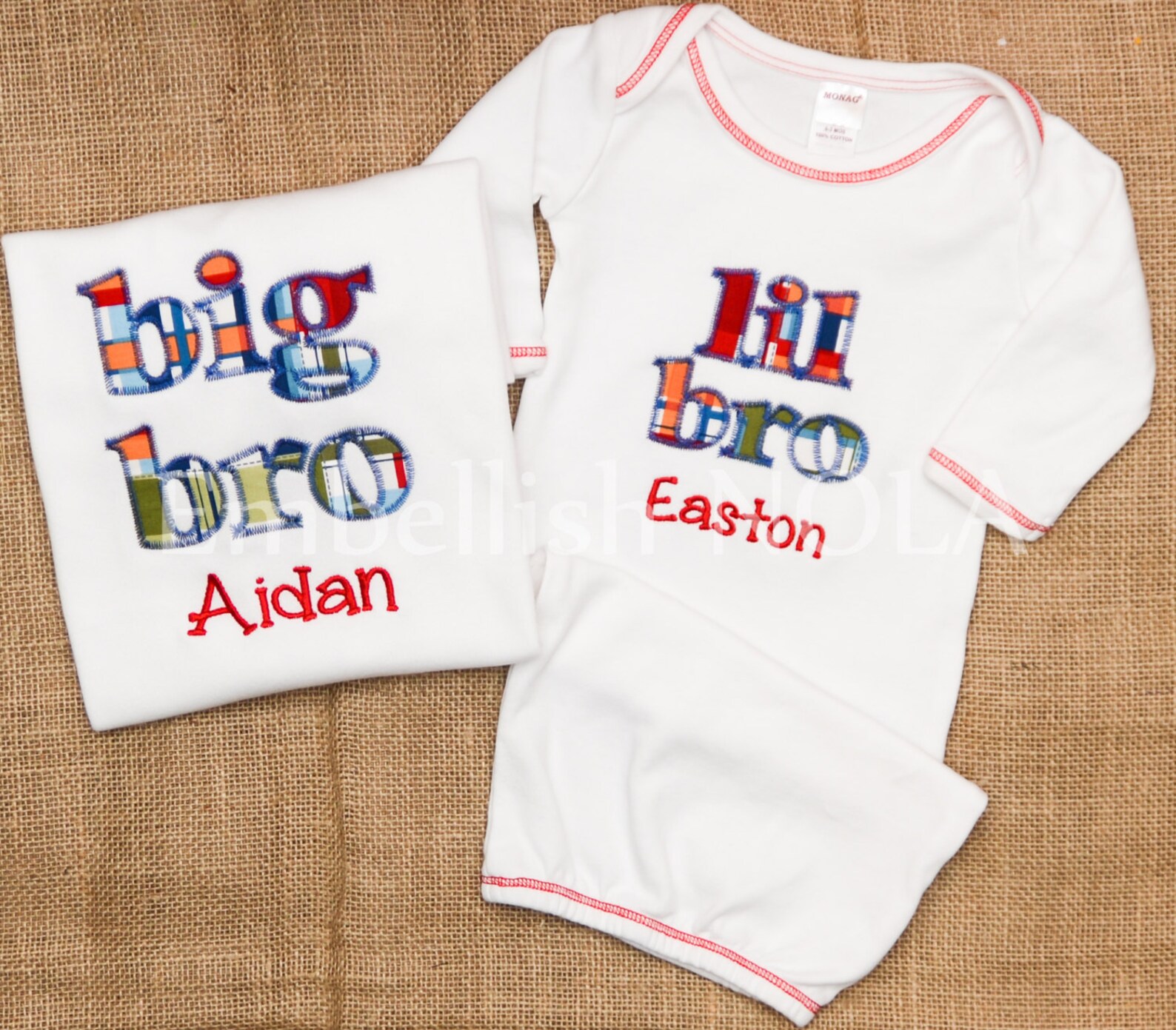 Big Brother Little Brother Big Bro Lil Bro Applique Letters - Etsy