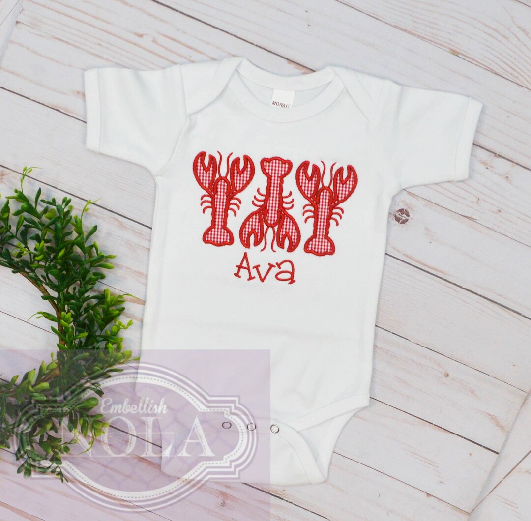 Crawfish Applique Monogrammed Shirt or Bodysuit, Crawfish Outfit ...