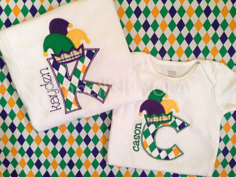 Jester Hat Letter Applique Shirt or Bodysuit New Orleans - Etsy