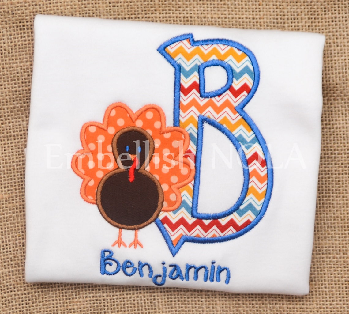 Boy Turkey Letter Applique Shirt or Bodysuit Thanksgiving - Etsy