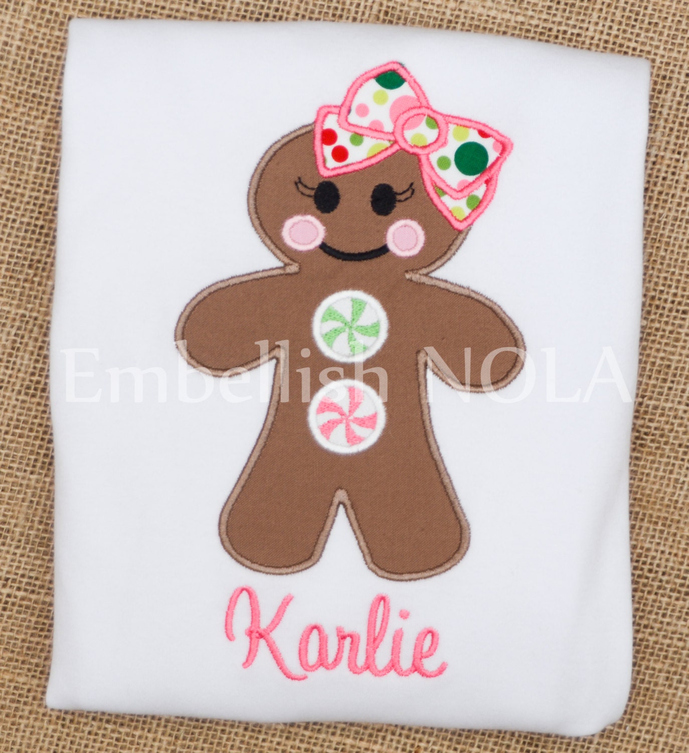 Gingerbread Girl Applique and Monogrammed Shirt or Bodysuit - Etsy