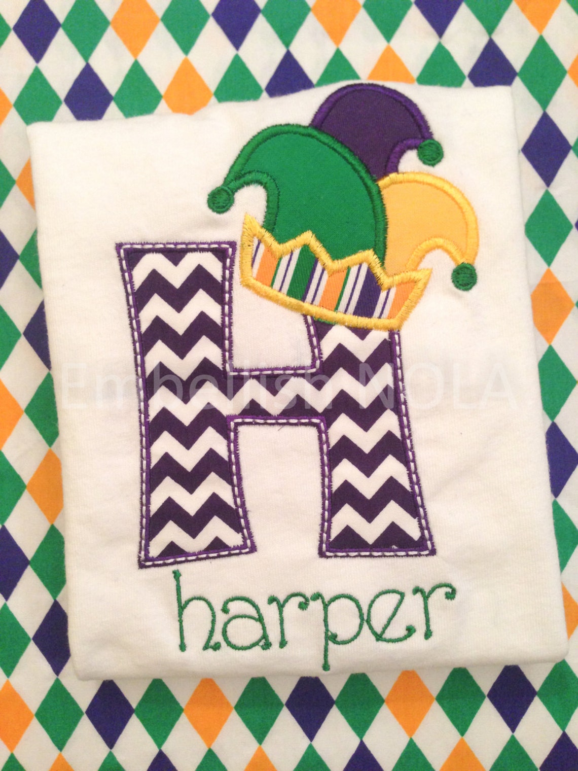 Jester Hat Letter Applique Shirt or Bodysuit New Orleans - Etsy