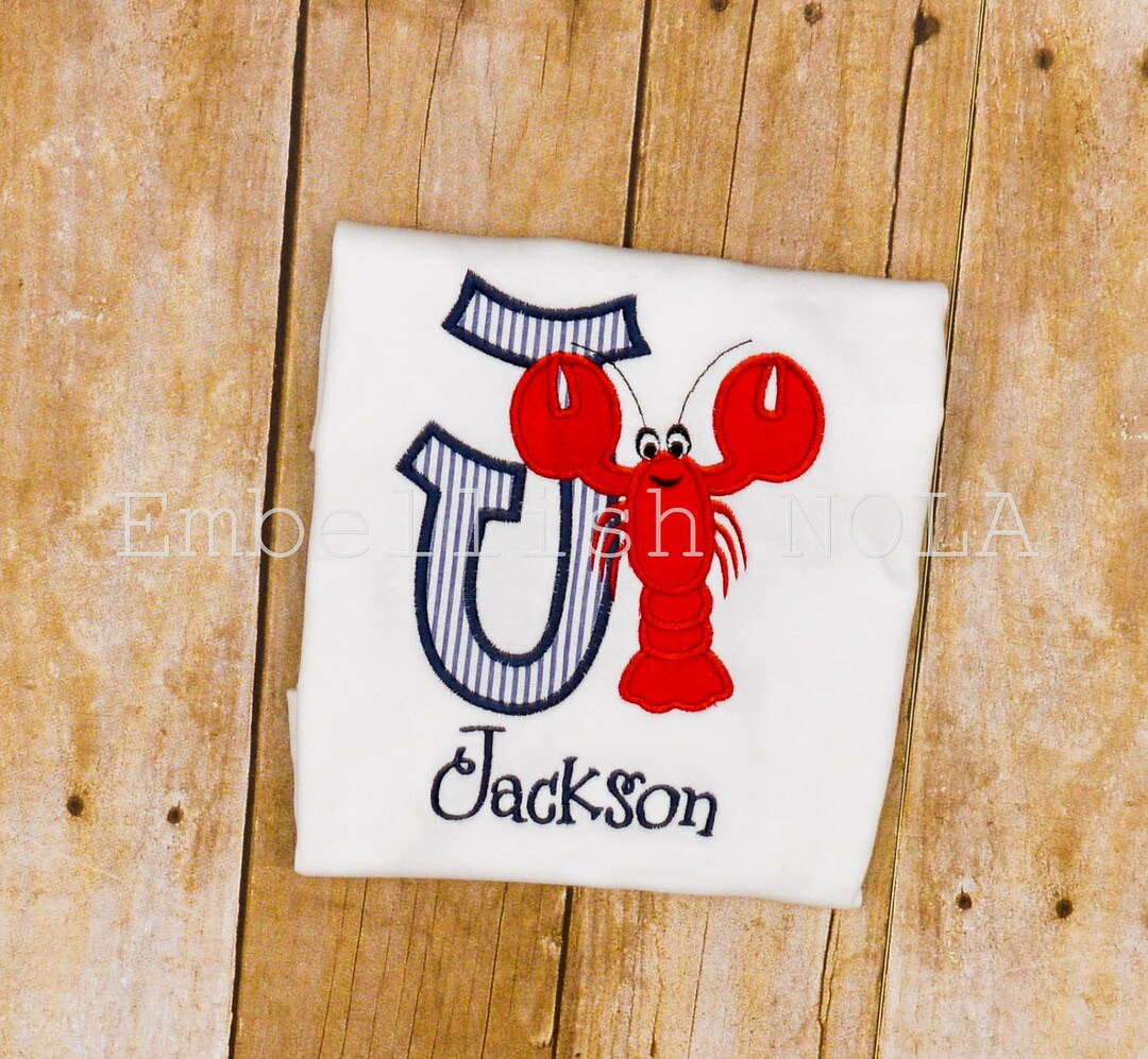 Crawfish Letter Applique Shirt or Bodysuit Dark Blue - Etsy