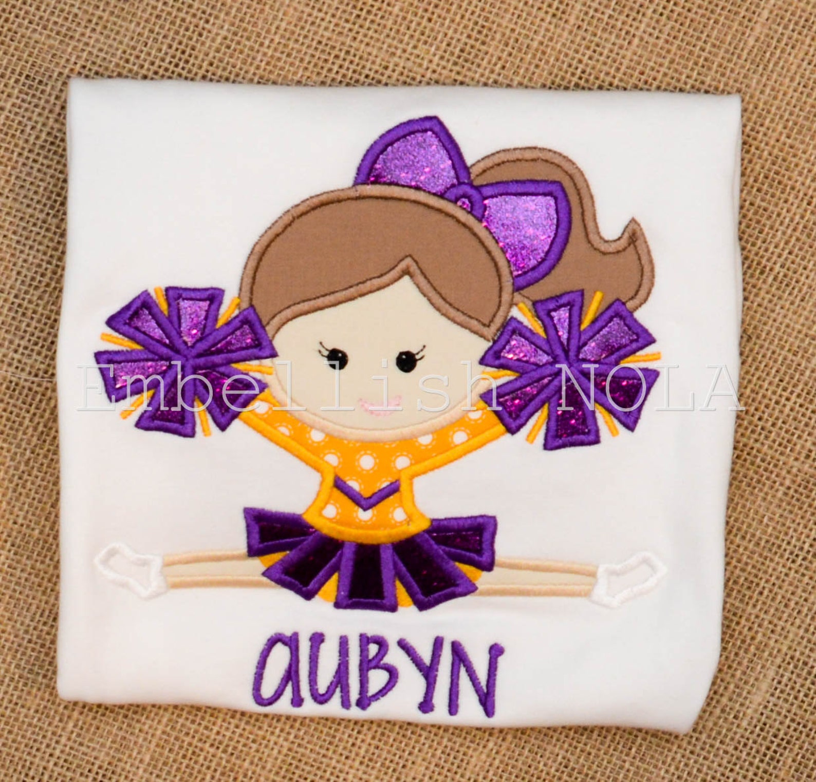 Purple and Gold Cheerleader Applique Shirt or Bodysuit - Etsy