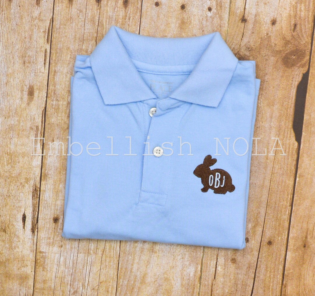 Easter Bunny Rabbit With Monogram Collared Shirt Easter Shirt Easter ...