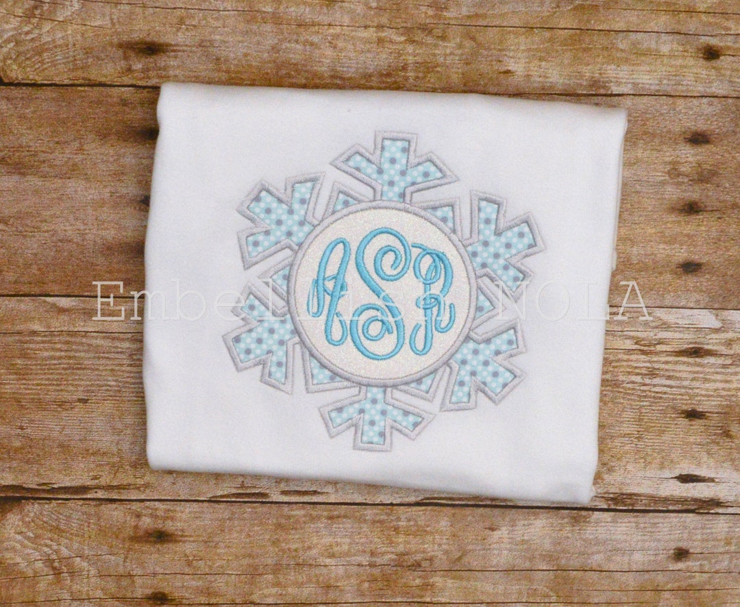 Snowflake Monogram Applique Shirt or Bodysuit, Snowflake Shirt, Let It ...