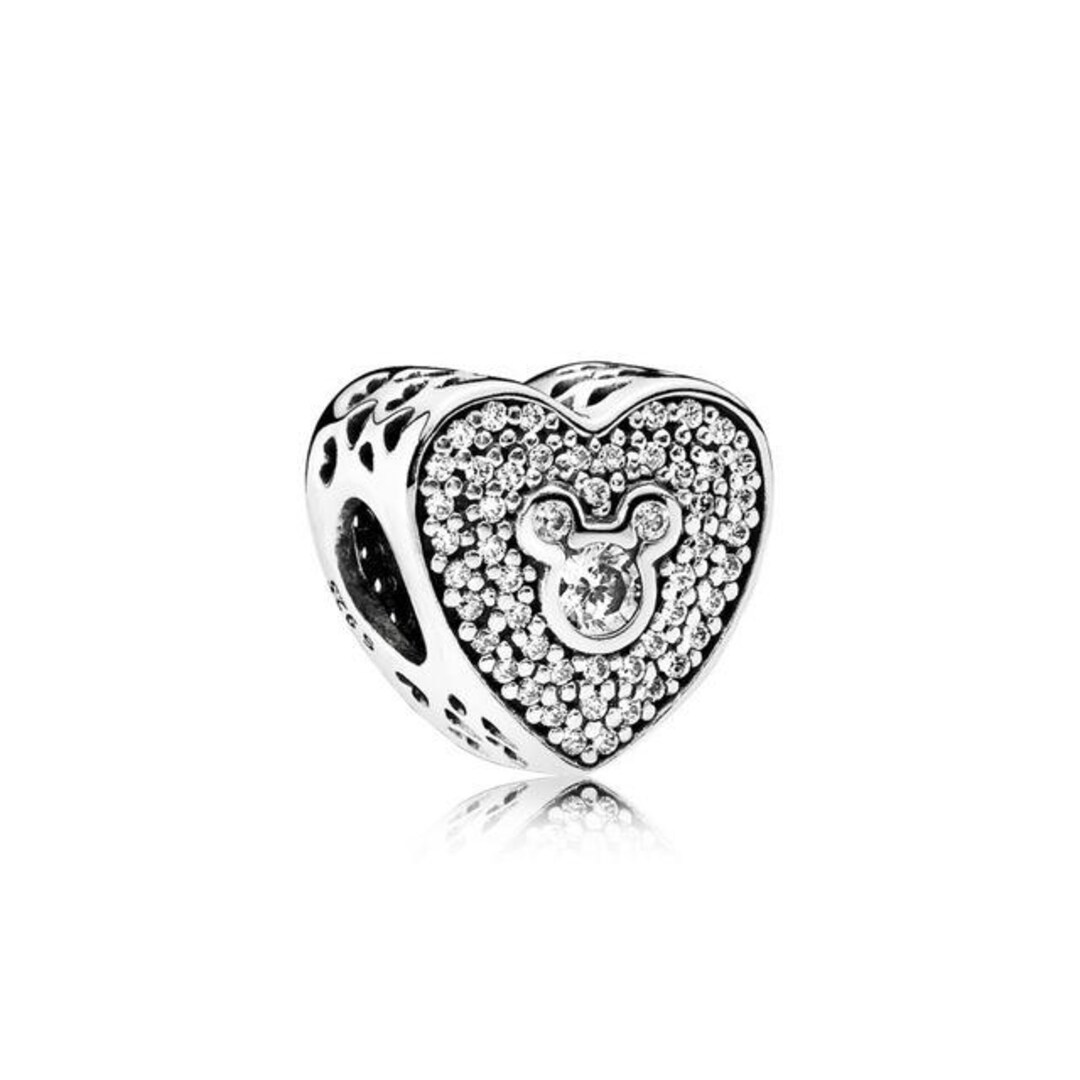 PANDORA Mickey Mouse and Minnie Mouse Sparkling Heart Charm - Etsy