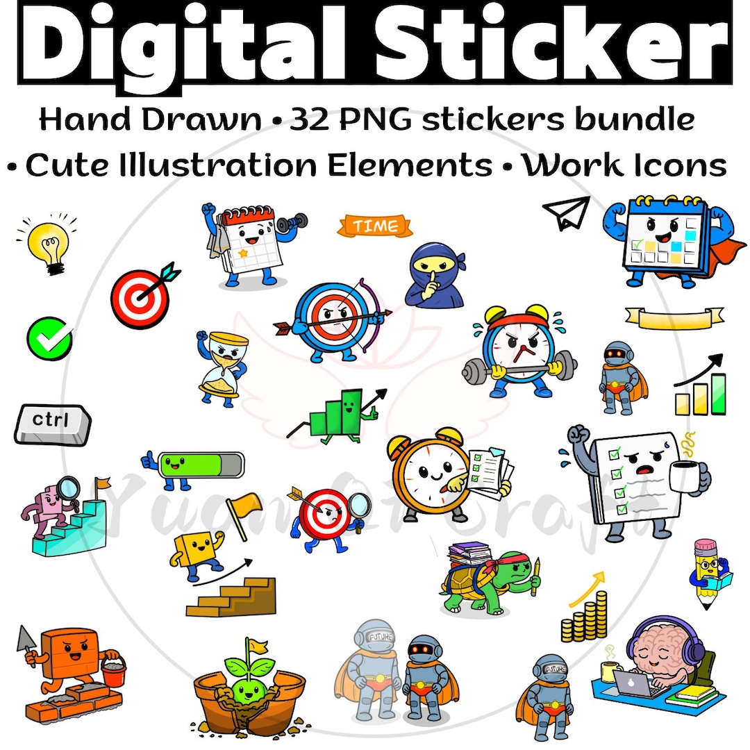 Workflow Clipart Stickers | Hand-drawn Productivity Icons (32 PNG) - Etsy