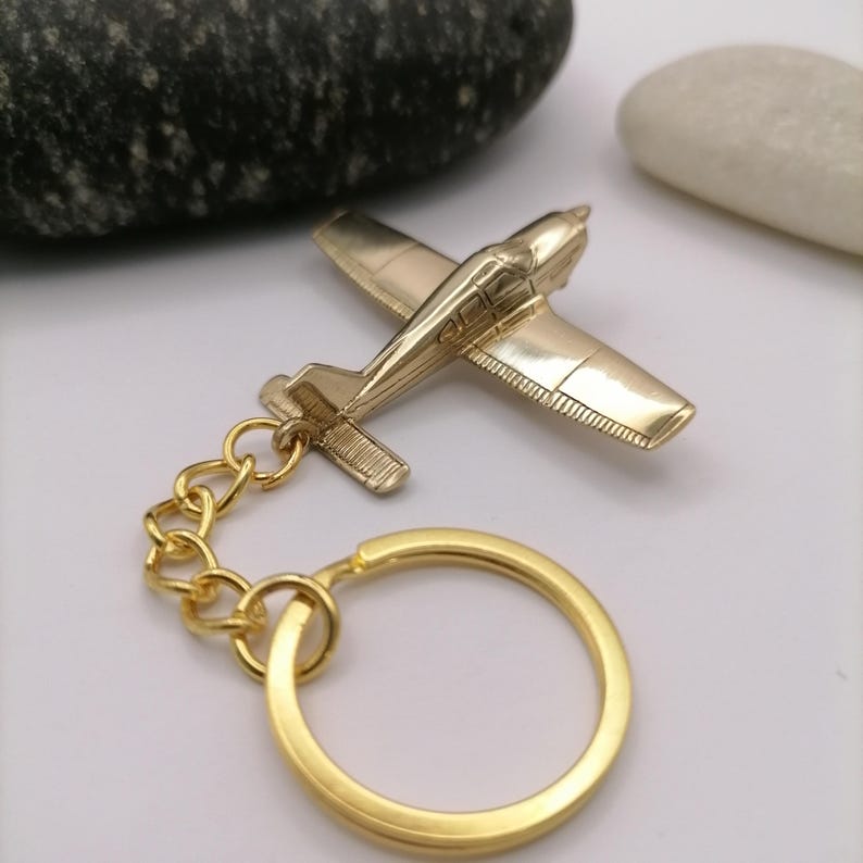 Brass Piper PA-28 Cherokee Airplane Keychain, Detailed Aviation Model ...