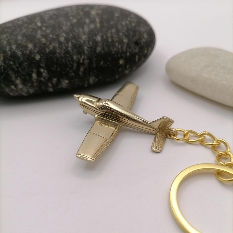 Brass Piper PA-28 Cherokee Airplane Keychain, Detailed Aviation Model ...