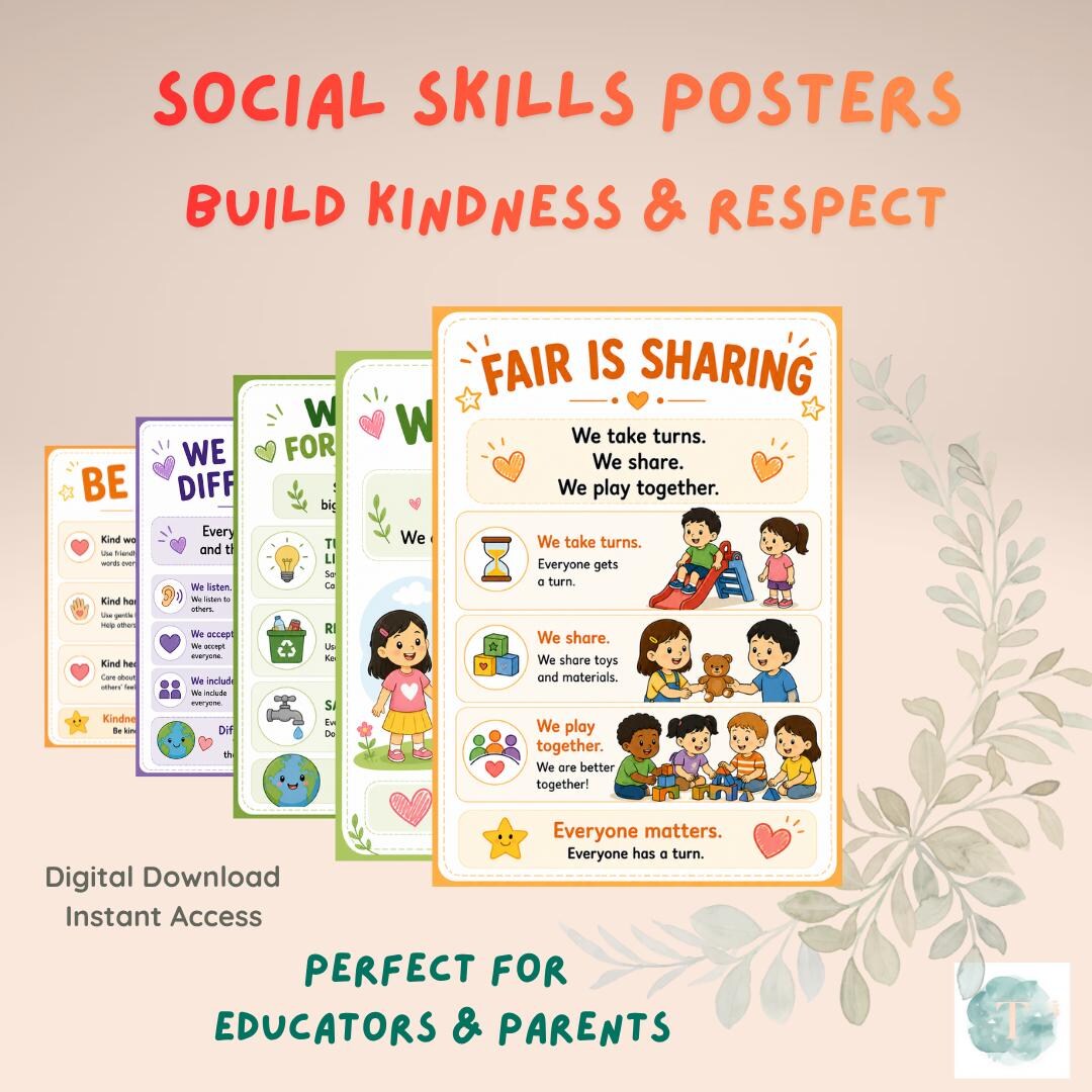 Social Skills Posters for Kids - Classroom & Homeschool Use - Etsy