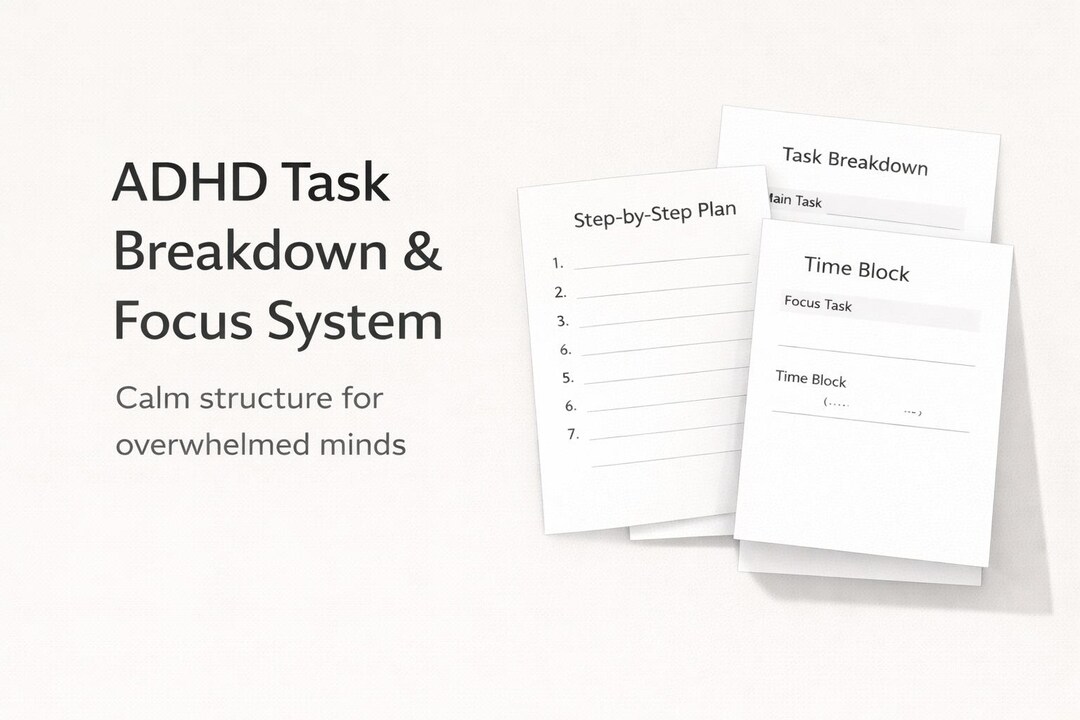 ADHD Task Breakdown Printable | Focus & Time Blocking Planner ...
