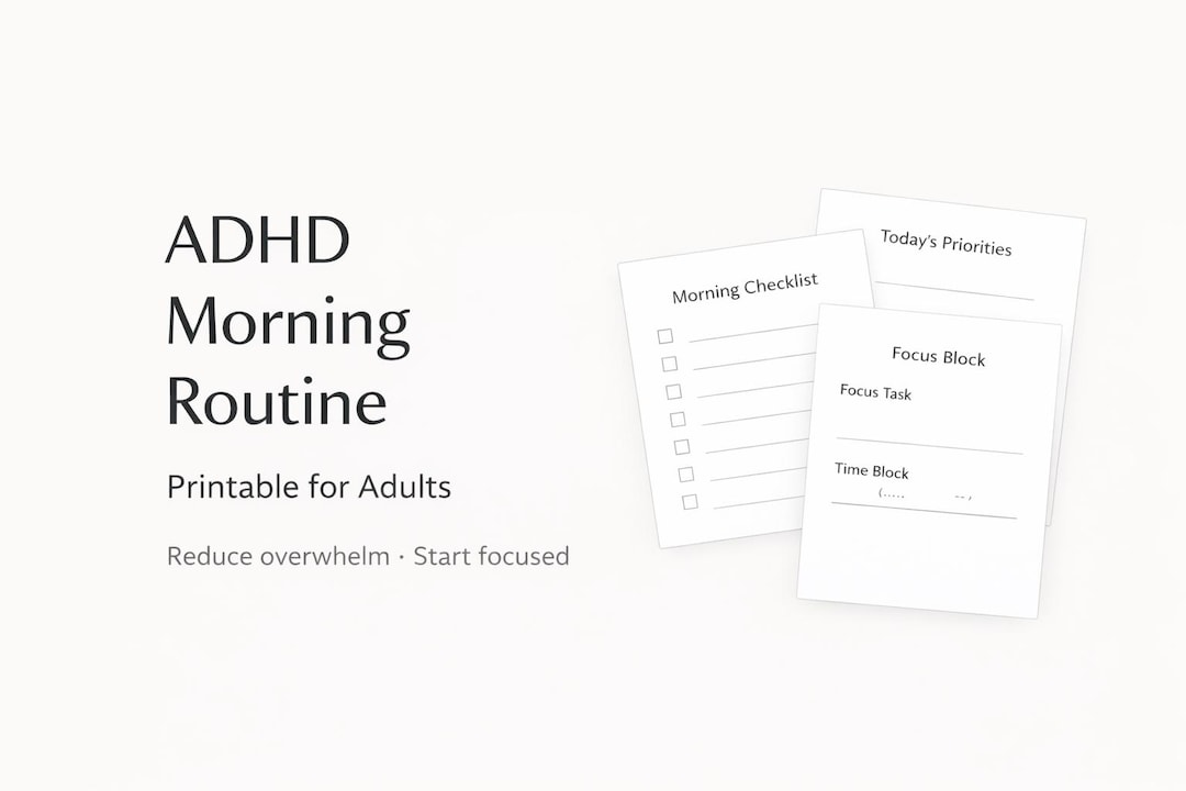 ADHD Morning Routine Printable for Adults | Daily Focus & Productivity ...