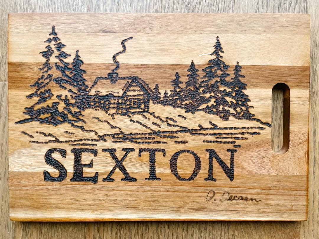 Custom Wood Burned Cutting Board – Personalized Landscape & Name - Etsy