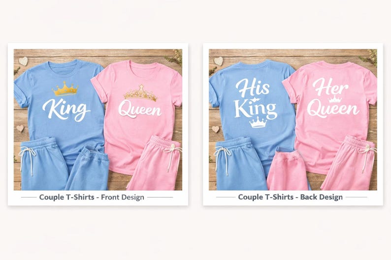 Matching King & Queen Couple T-shirt and Sweatpants Set - Etsy