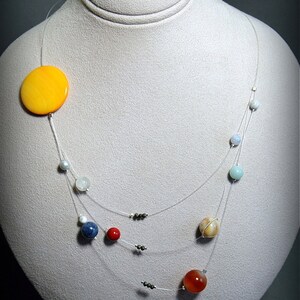 Solar System Floating Necklace - Sterling Silver, Genuine Stones - Etsy