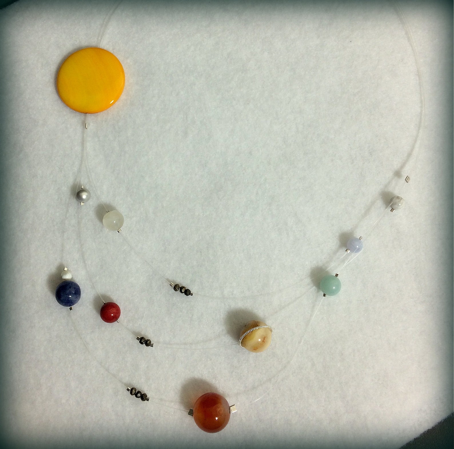 Solar System Floating Necklace - Sterling Silver, Genuine Stones - Etsy