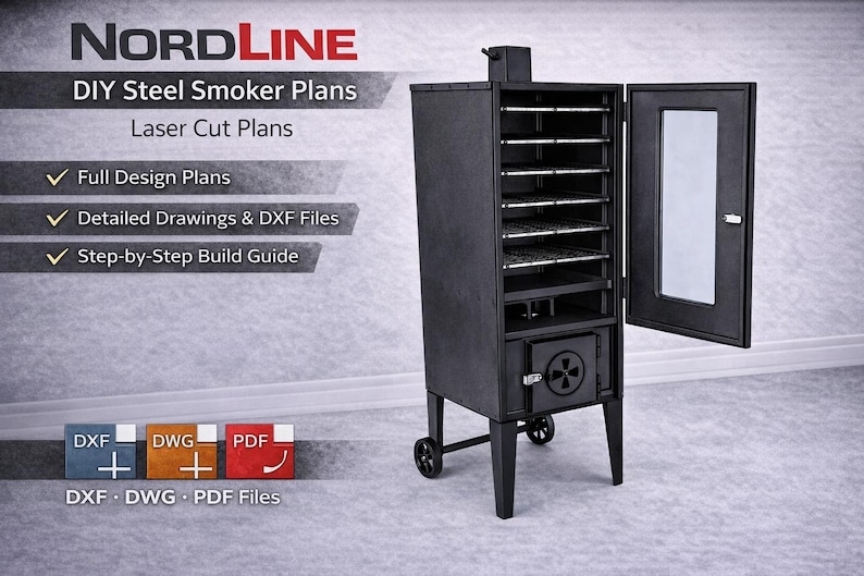 DIY Steel Smoker Plans – Laser Ready Files, Vertical Smoker Design - Etsy