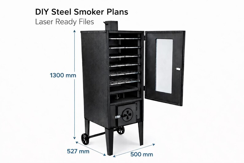 DIY Steel Smoker Plans – Laser Ready Files, Vertical Smoker Design - Etsy