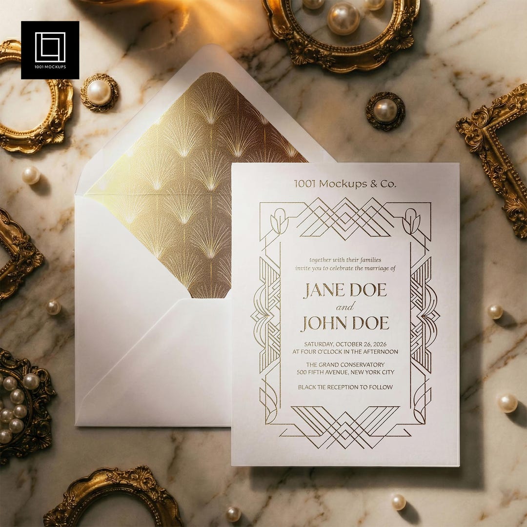 Wedding Invitation & Envelope Mockup | Custom Lining and Paper Color ...