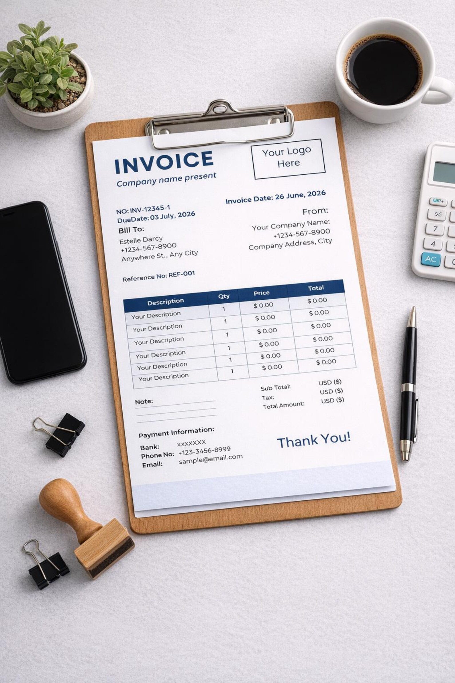 Blue Business Invoice Template | Editable Canva Design (digital ...