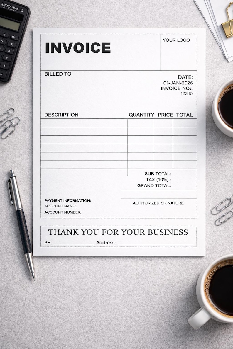 Invoice Template Editable | Professional Invoice Template | Small ...