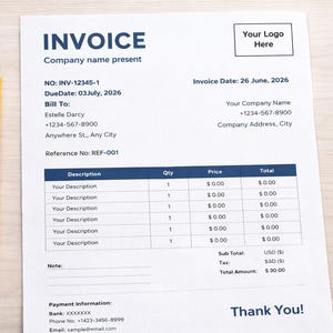 Blue Business Invoice Template | Editable Canva Design (digital ...