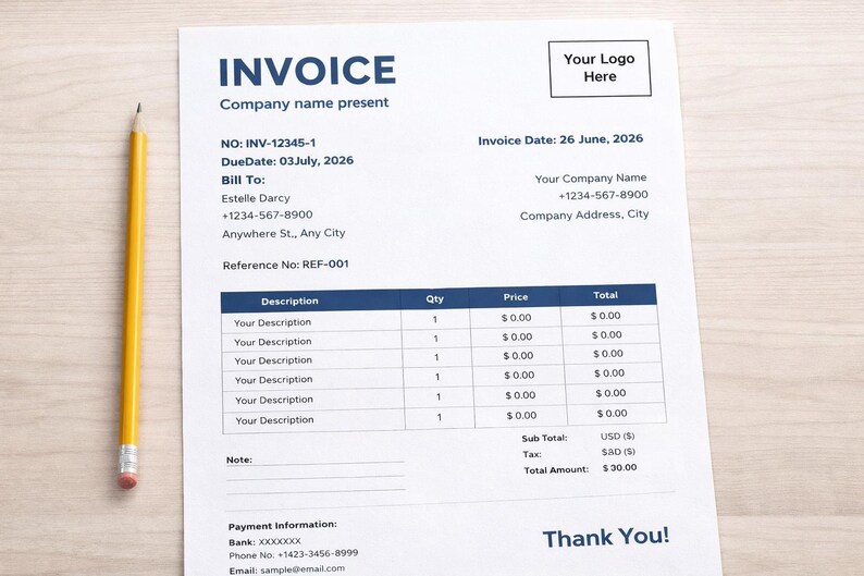 Blue Business Invoice Template | Editable Canva Design (digital ...