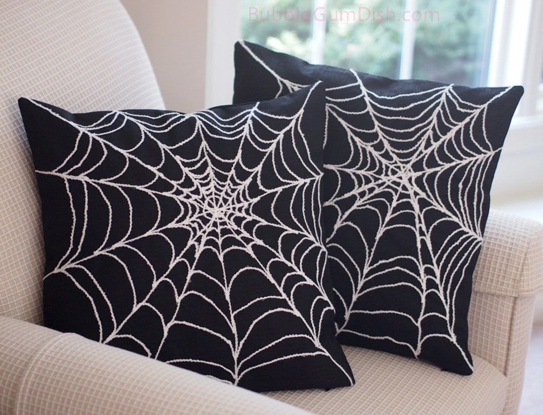 Halloween Spider Web - Black - Spider Web - Pillow Cover 18x18 or 20x20 ...