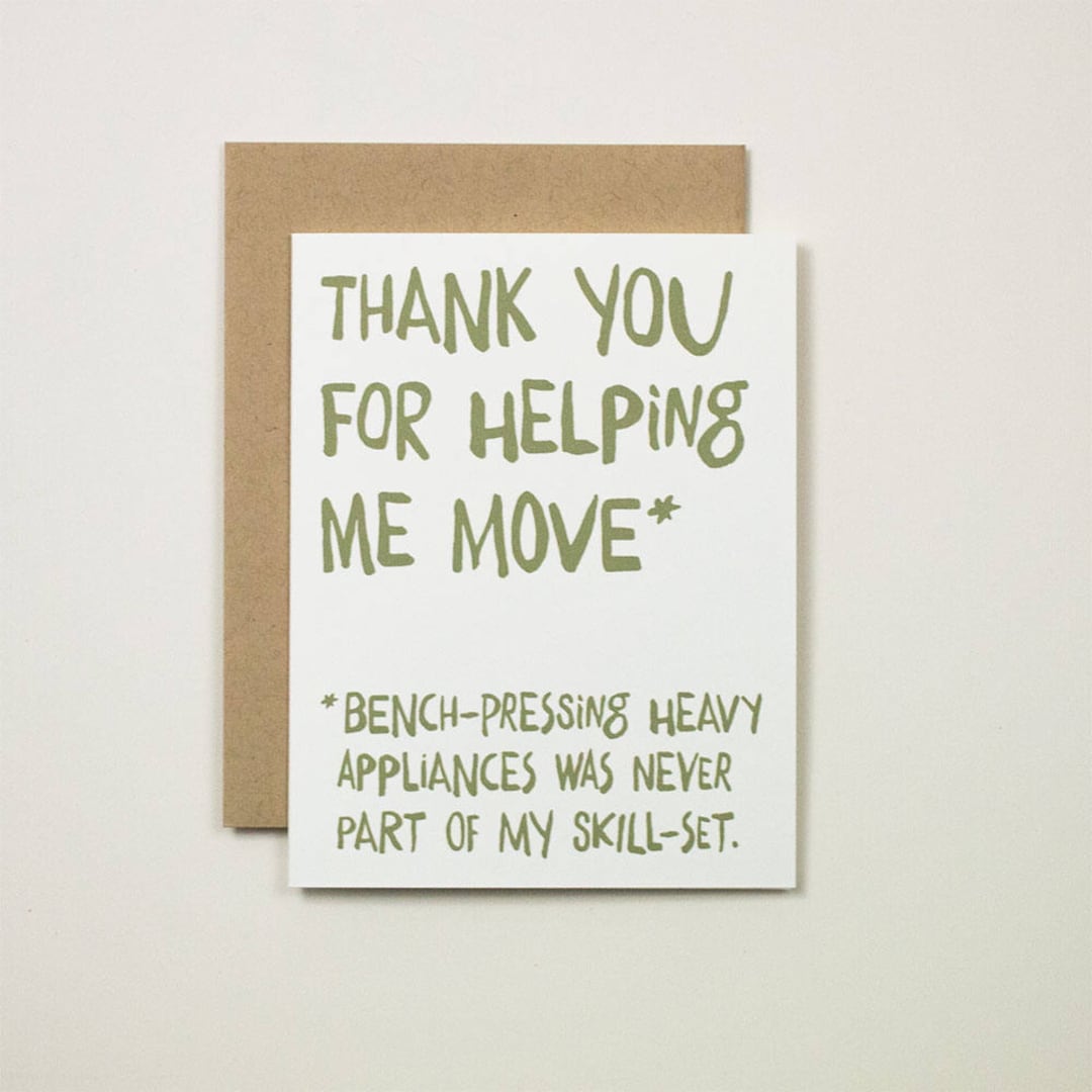 Thank You for Helping Me Move A2 Note Card Moving Thank You Greeting ...