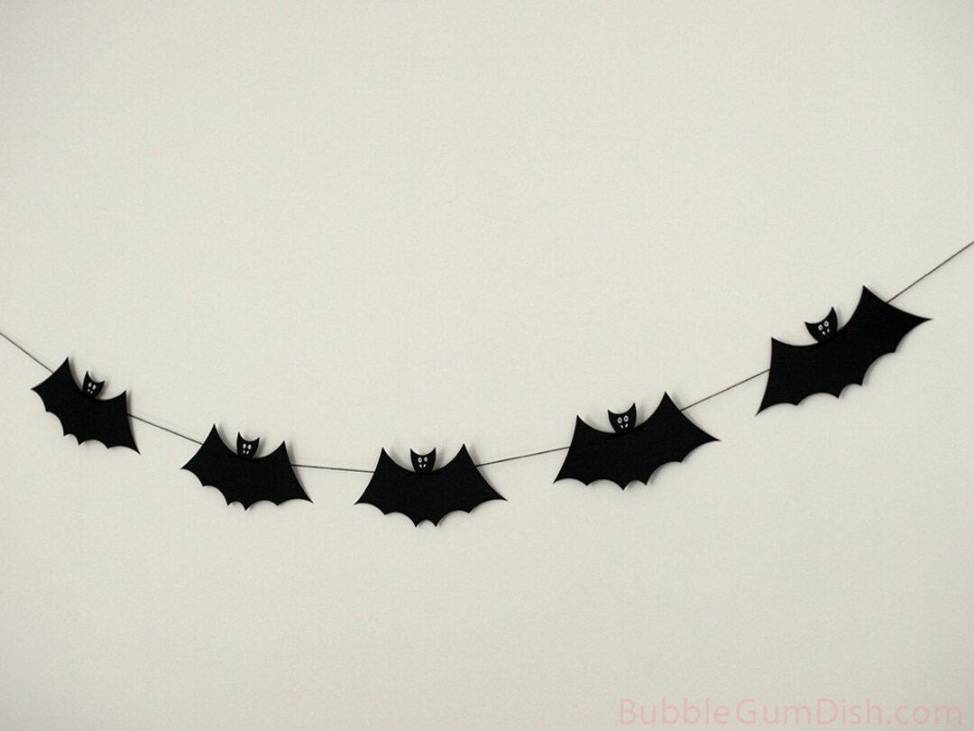 Colony of Bats Halloween Garland Bat Bunting Decoration - Large Black ...