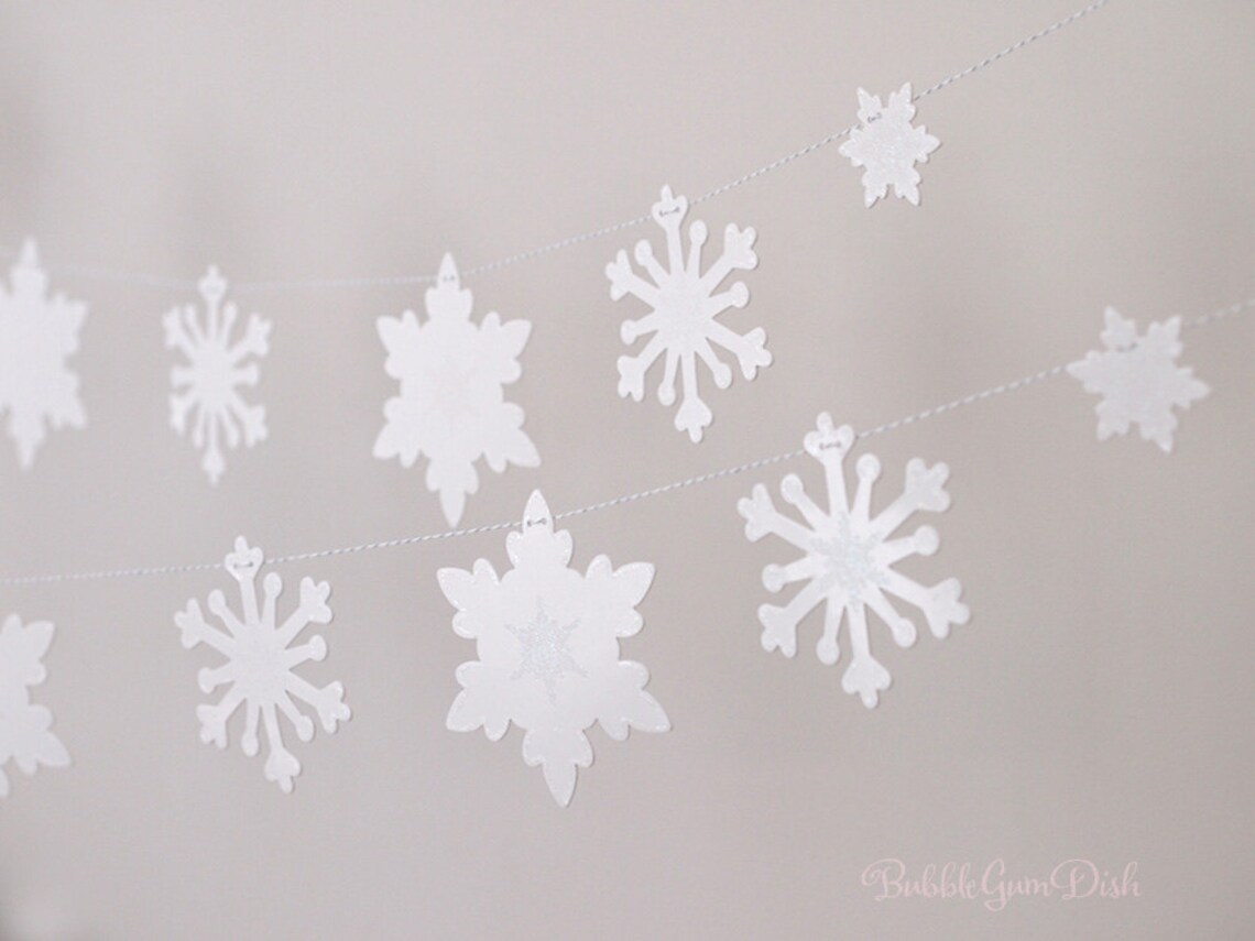 THREE Frozen Snowflake Garlands Glittered Christmas Buntings Set of ...