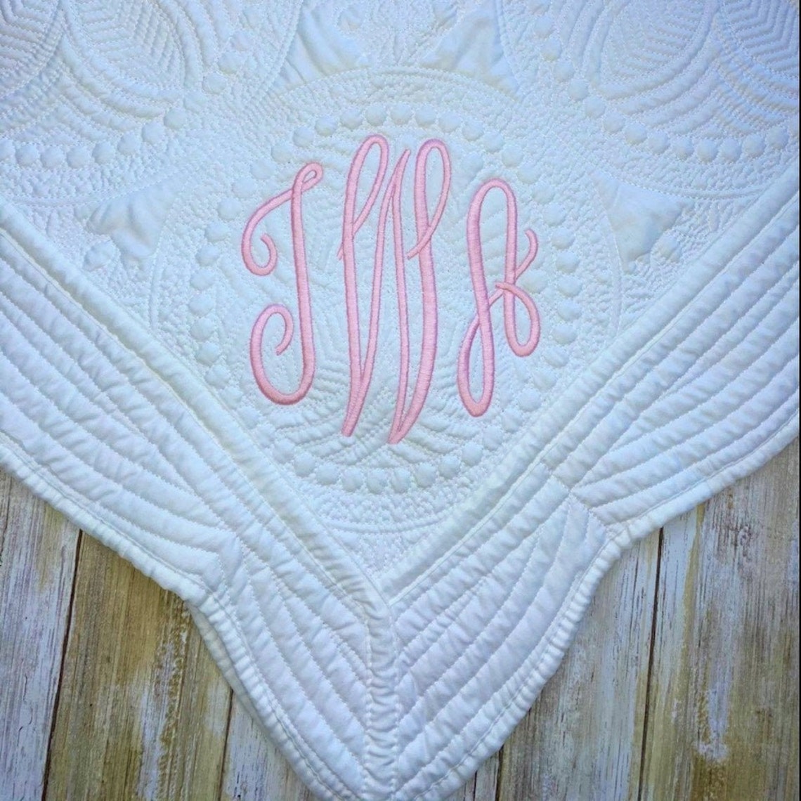 Heirloom Baby Quilt With Monogram Personalized Baby Blanket - Etsy