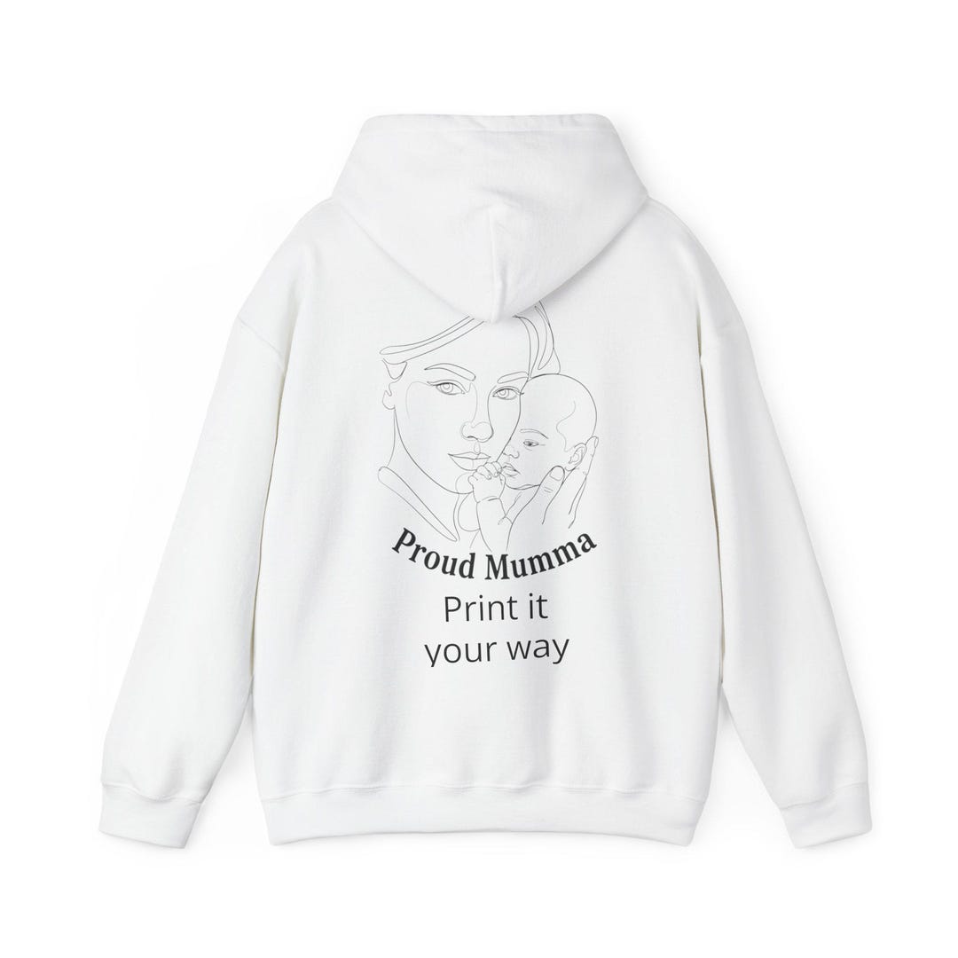Proud Mumma Line Art Mother and Baby Hoodie | Personalized Text Option ...