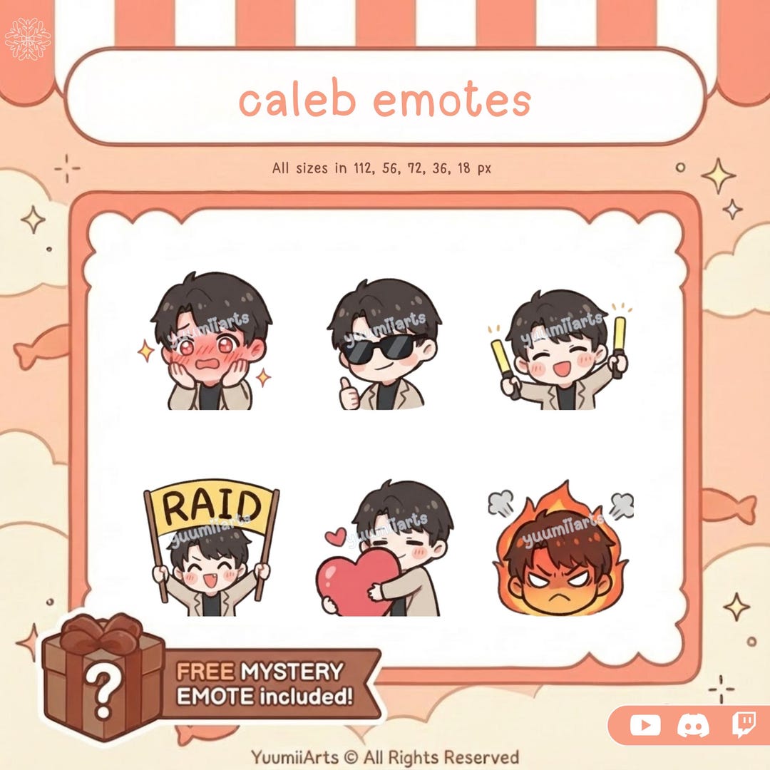 Caleb Twitch Emotes Set 2 | Love and Deepspace Chibi Emote Set - Etsy ...