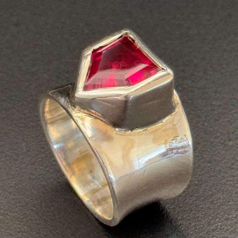 Silver Ruby Forged Ring - Etsy