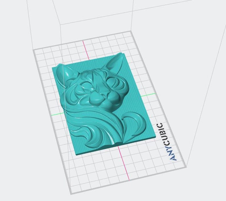 Cat Head Relief 3D STL Model for CNC Router, Wood Carving, 3D Printing ...