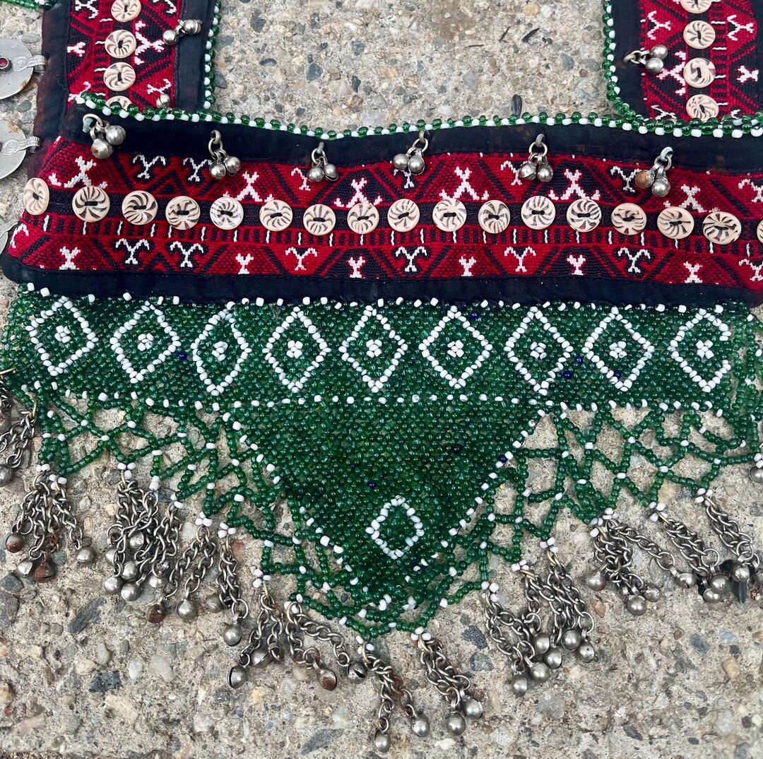 Vintage Kuchi Tribal Fusion Belly Dance Bead Panel Belt GREEN Beads - Etsy