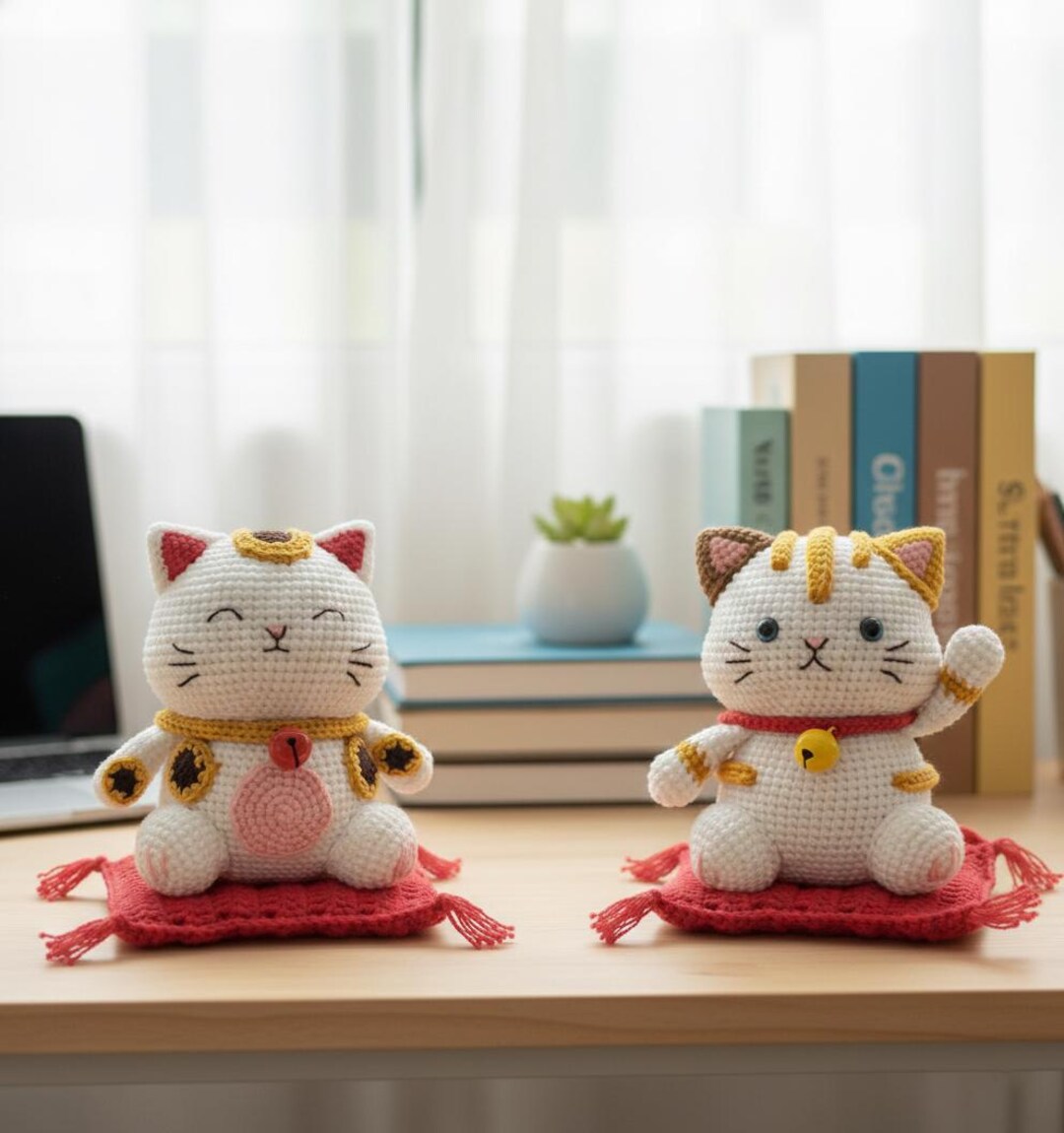 Lucky Cat Amigurumi Crochet Pattern Set PDF, Maneki Neko Doll Bundle ...