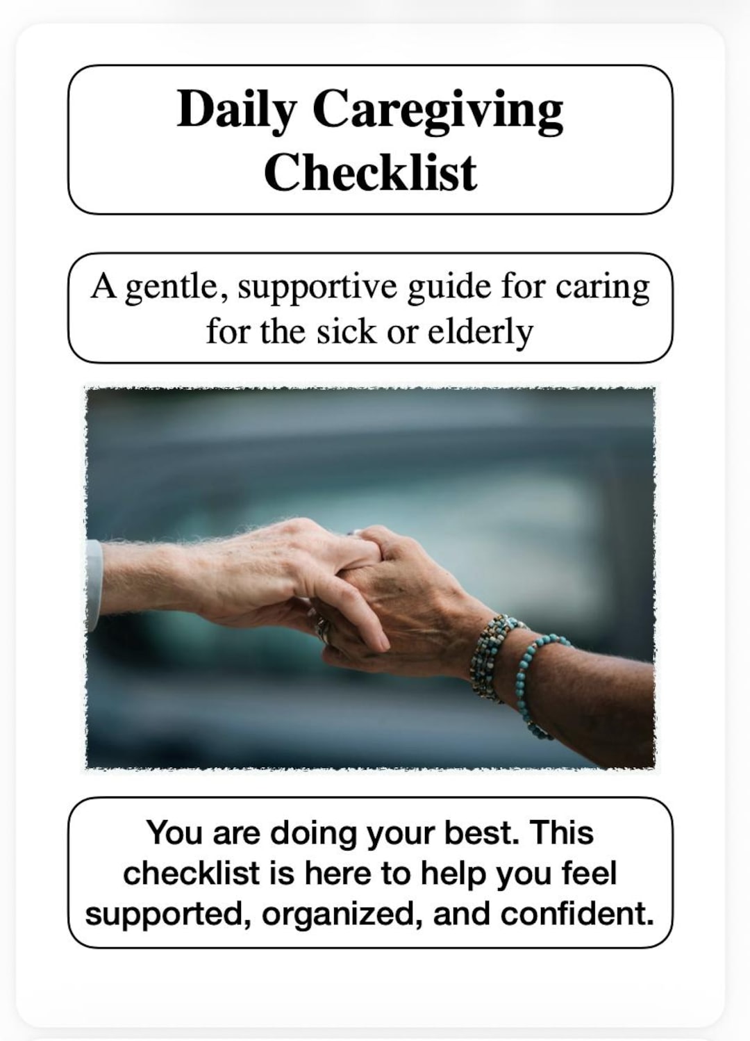 Daily Caregiving Checklist for Elderly & Sick | Printable Caregiver ...