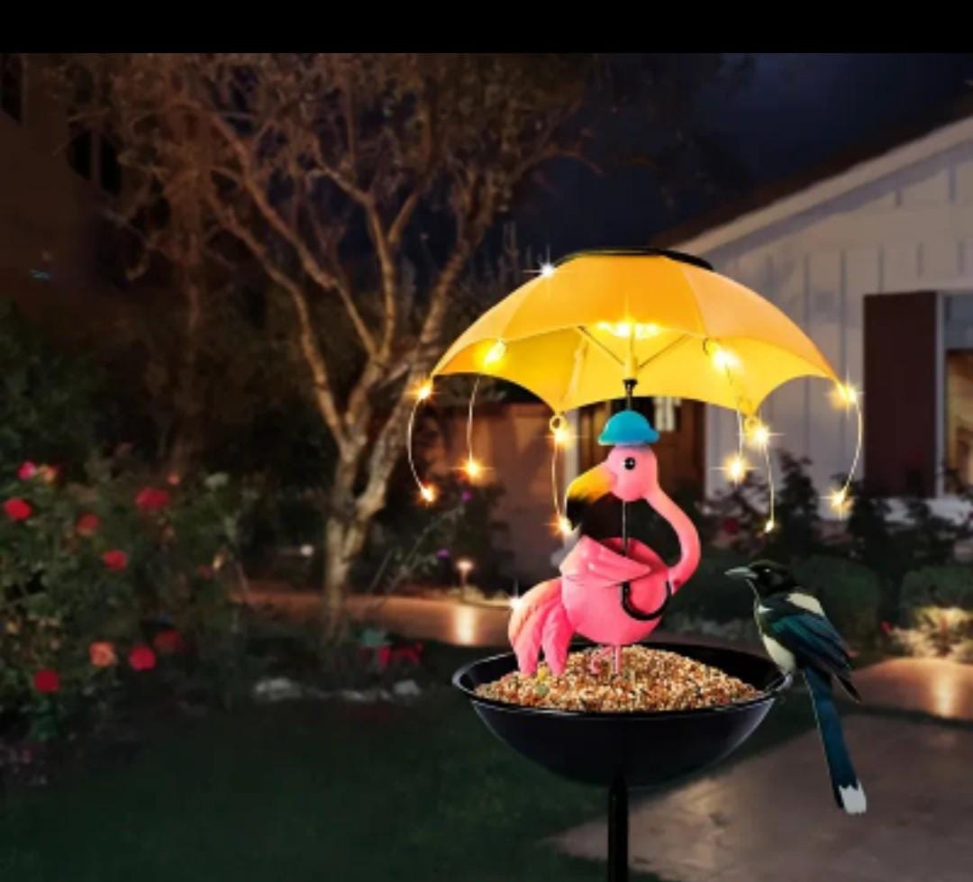 Solar Flamingo Bird Feeder/ Bird Bath - Etsy