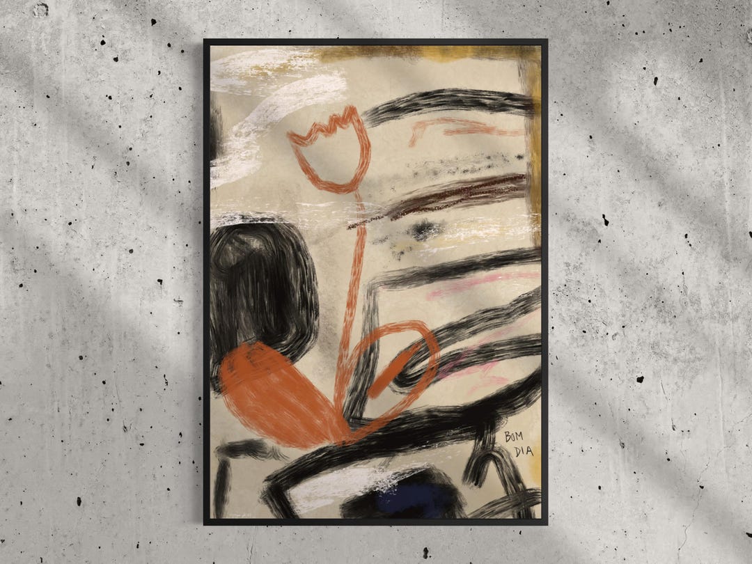 Bom Dia Expressionist Wall Art | Neutral Contemporary Abstract Flower ...