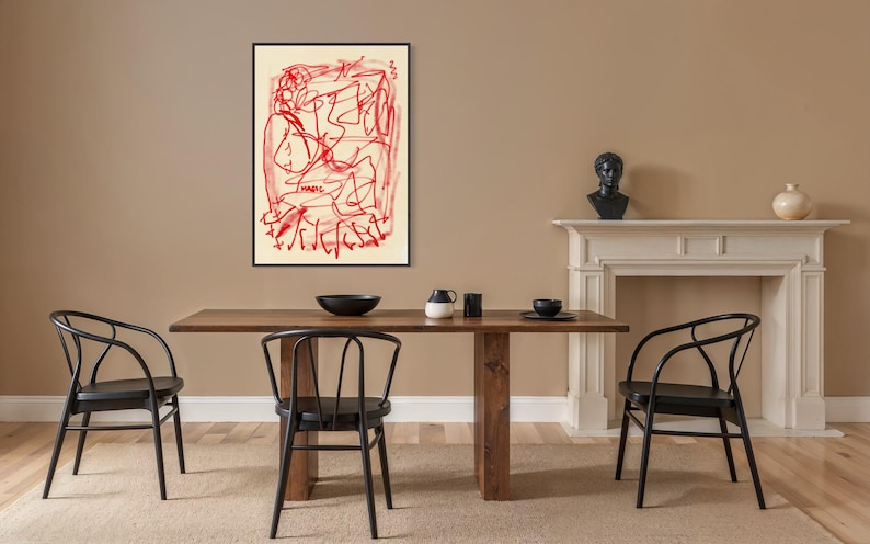 Red Minimalist Abstract Scribble Wall Art - Etsy