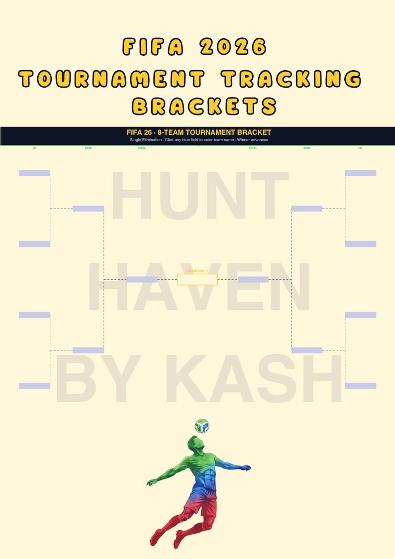 Tournament Bracket Templates | Sports Bracket Printable Set | 8, 16, 32 ...