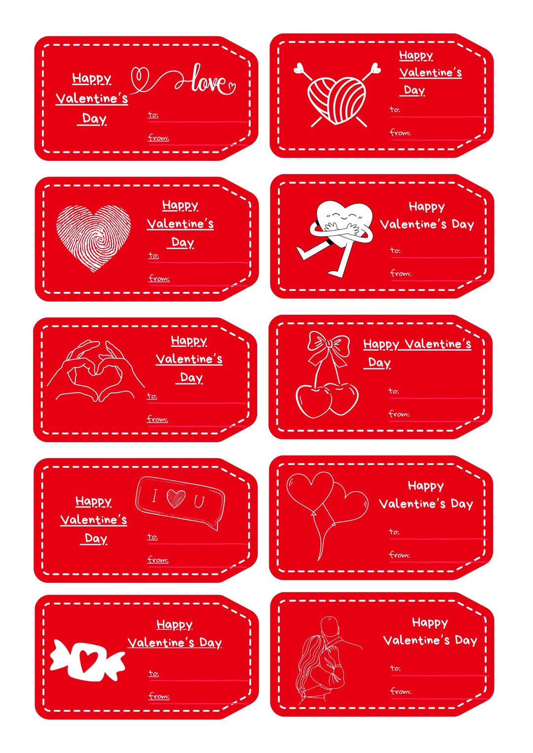 Printable Valentine Gift Tags | Love Labels | Love Heart Red and White ...