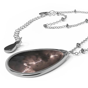 Lightning Storm Photography Pendant Necklace | Dark Sky Teardrop ...