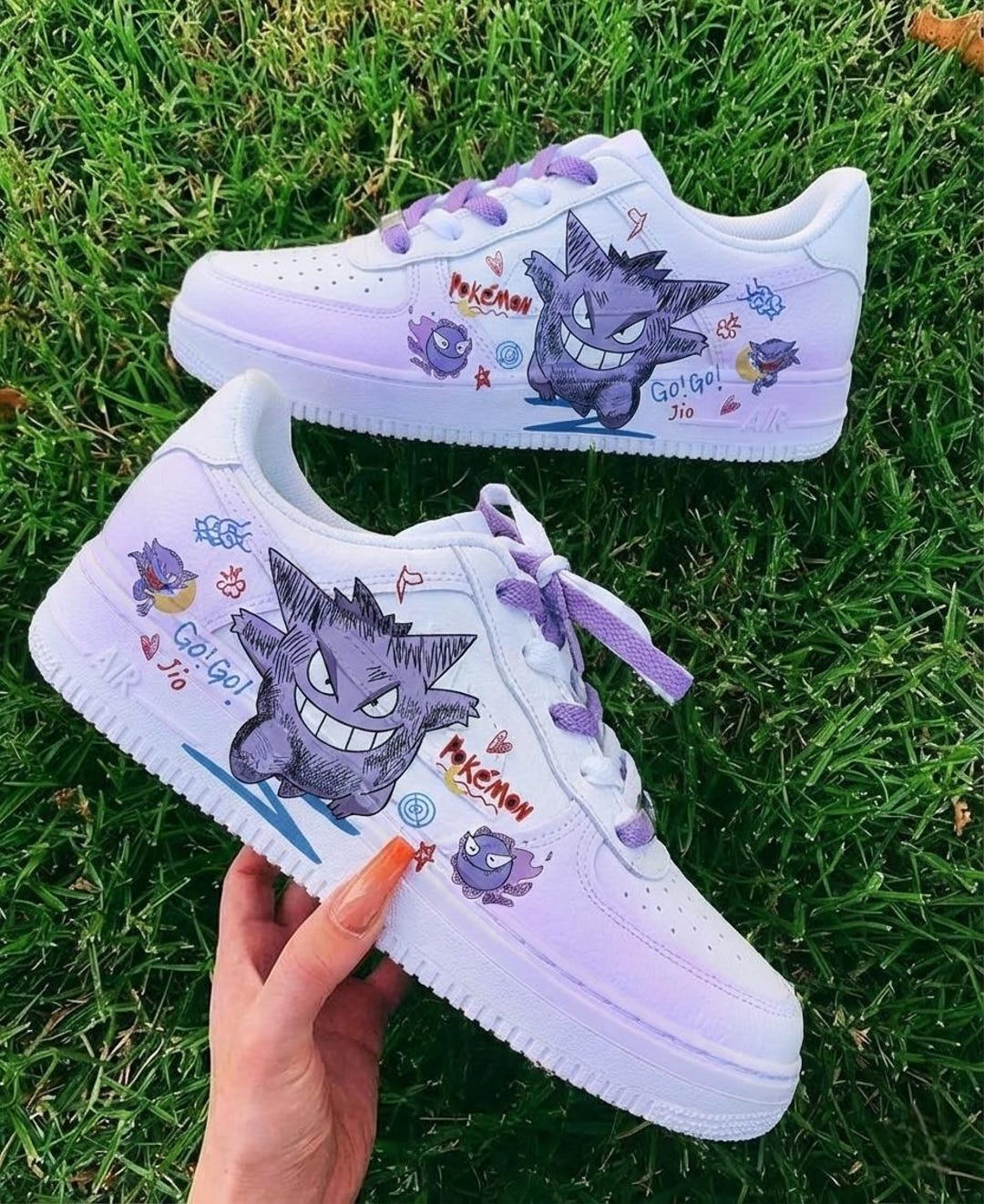 Nike Air Force 1 Custom Gengar Pokémon - Hand Painted Purple Leather ...